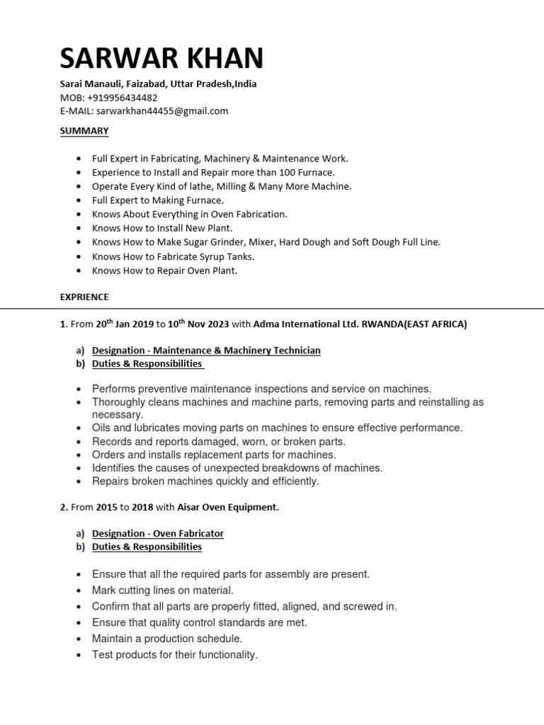 Resume Sarwar (1) - 10-1-2 | PDF