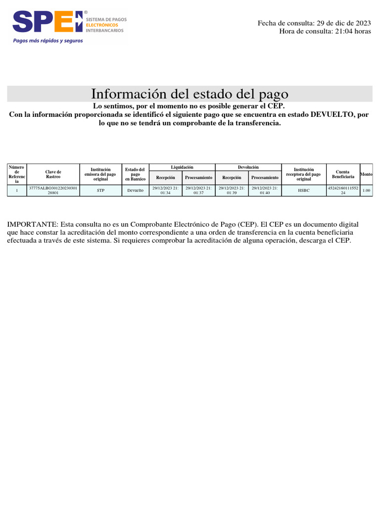 Reporte Estado de Pago | PDF