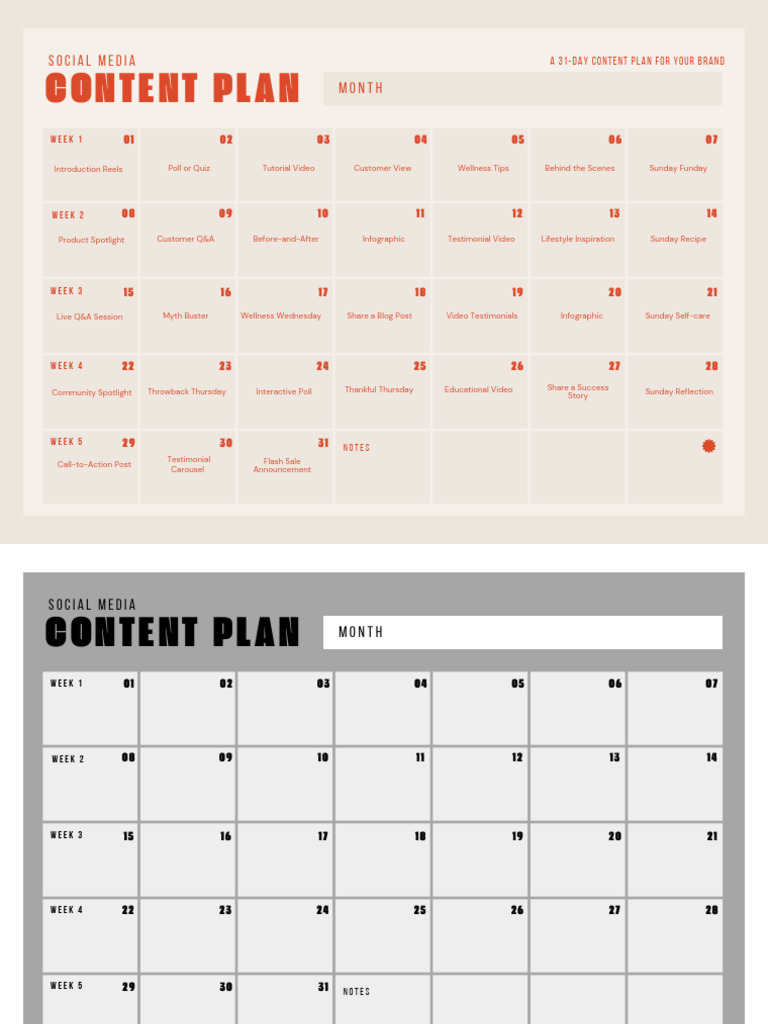 31-Day Social Media Content Plan | PDF | Art
