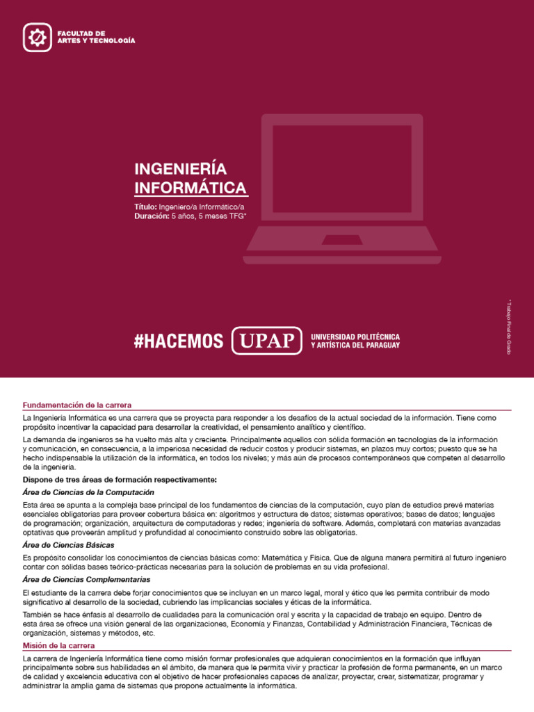 Malla Curricular Ingeniería Informática UPAP | PDF | Ciencias de la ...