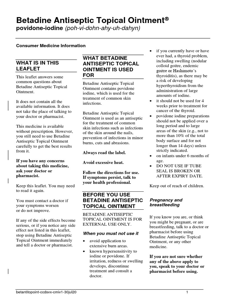 Betadine Anti Spe Tic Ointment | PDF