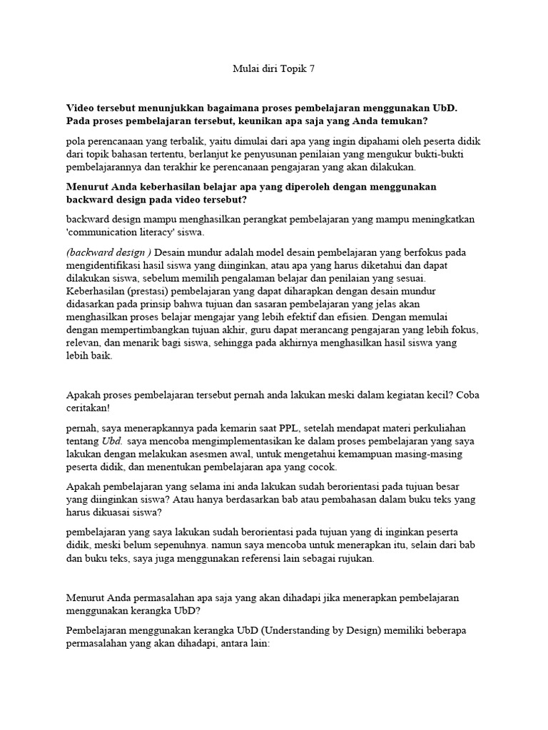 Mulai Diri Topik 7 | PDF | Karier & Perkembangan