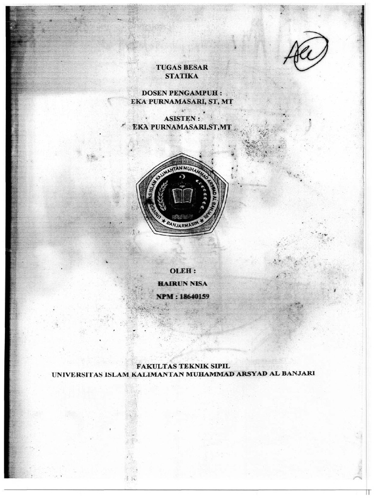 (PDF) Contoh Tugas Besar Statika | PDF