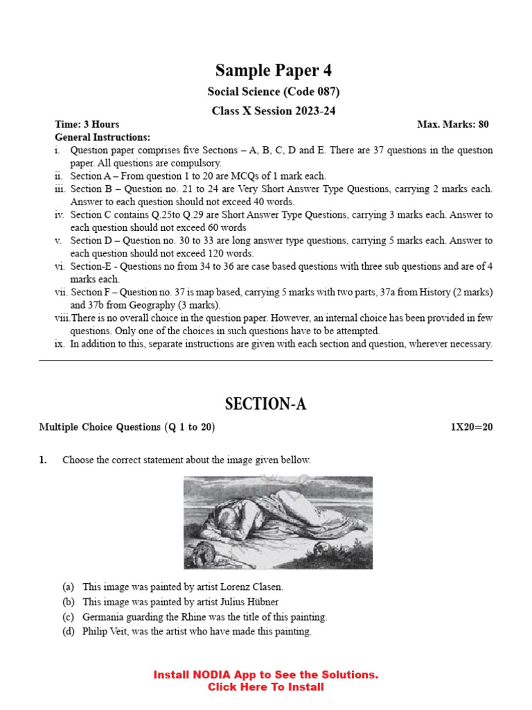 CBSE Class 10 Social Science Sample Paper | PDF | Mahatma Gandhi ...