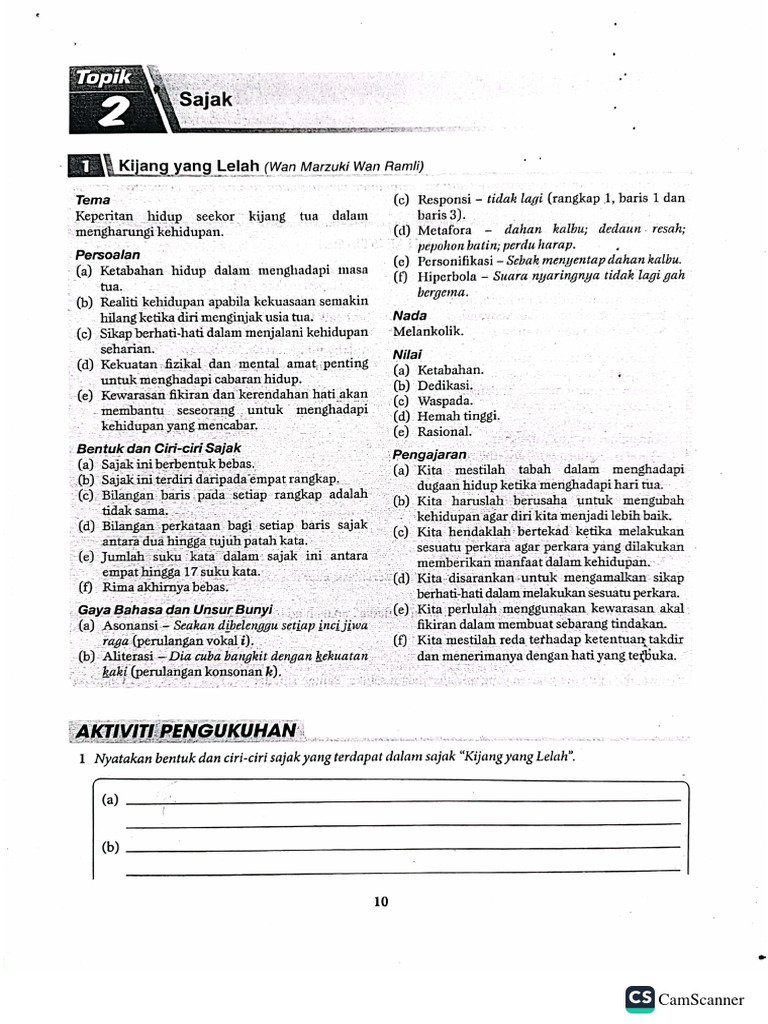Form 3 BM Kijang Yang Lelah | PDF