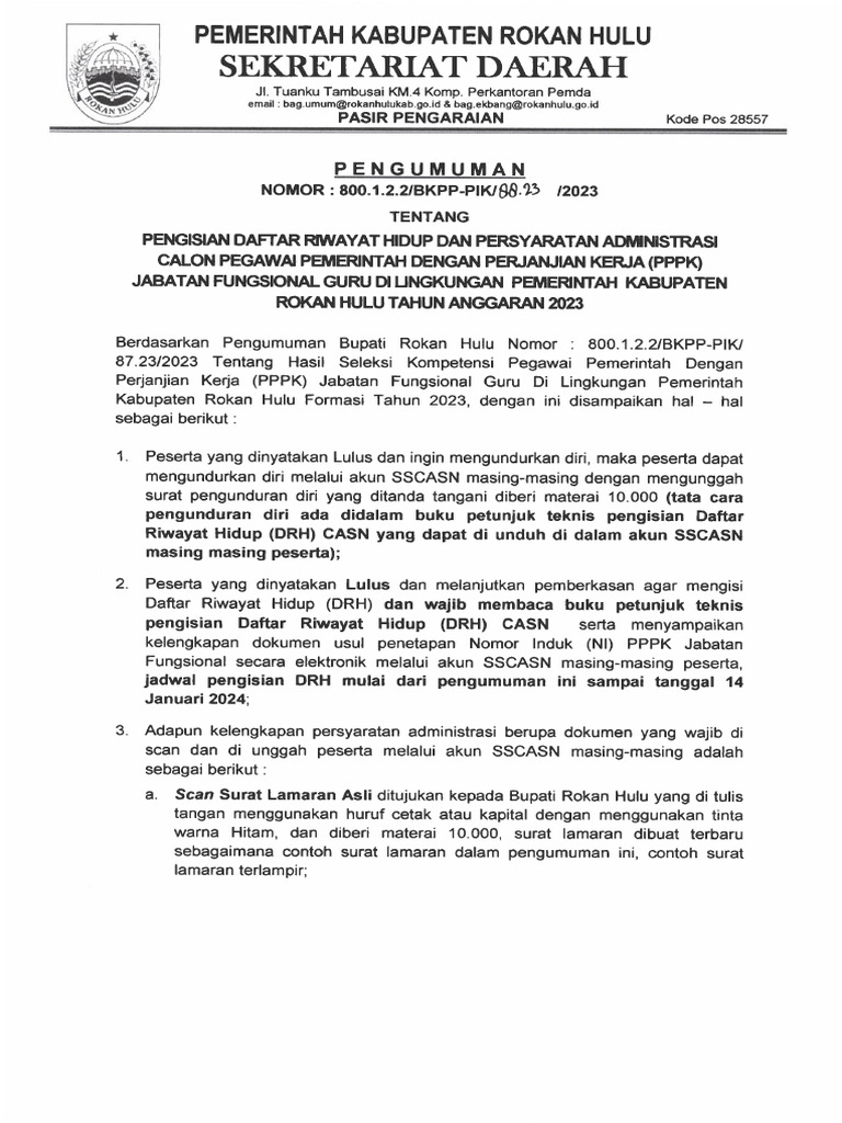 Pengisian DRH PPPK Guru 1 | PDF