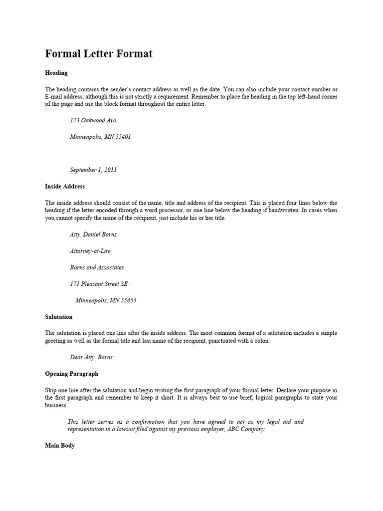 Writing Formal Letter Format | PDF Writing Formal Letter Format | PDF