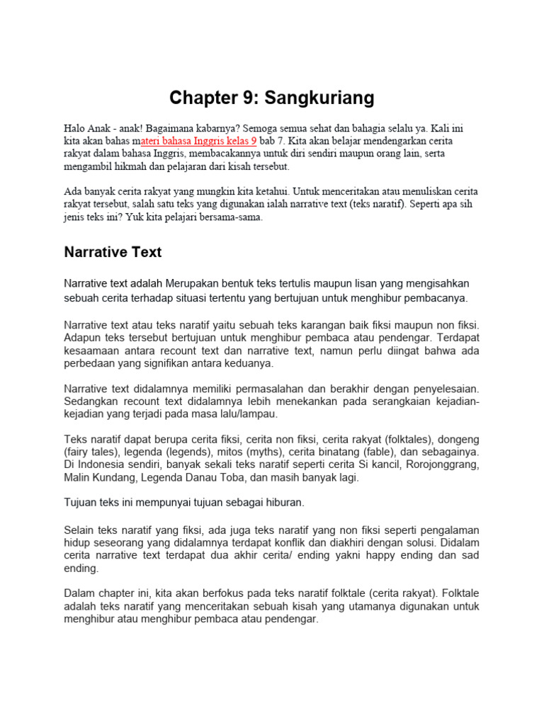 Materi Chapter 7 Sangkuriang | PDF