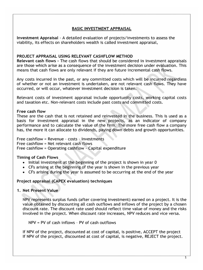 Basic Investment Appraisal | PDF