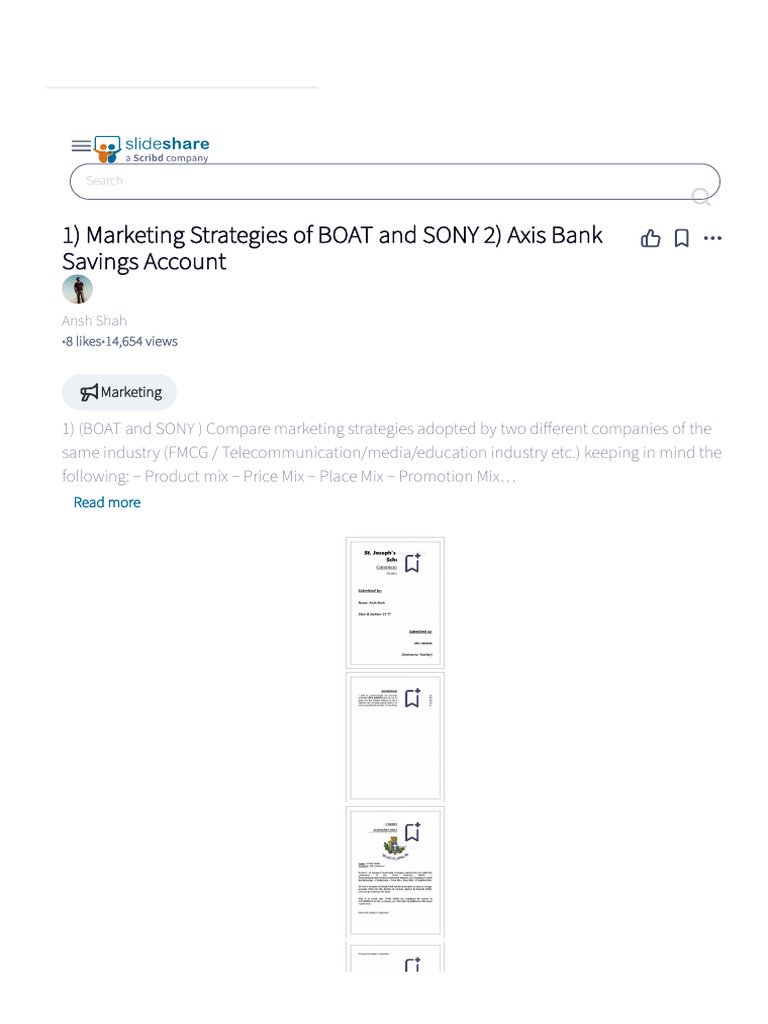 WWW Slideshare Net AnshShah22 1 Marketing Strategies of Boat and Sony 2 Axis Ban | PDF | Debit ...