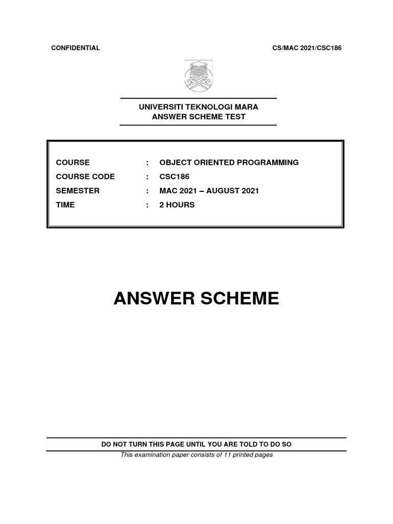 Csc186 Answerschemetest Macaugust2021 Pdf
