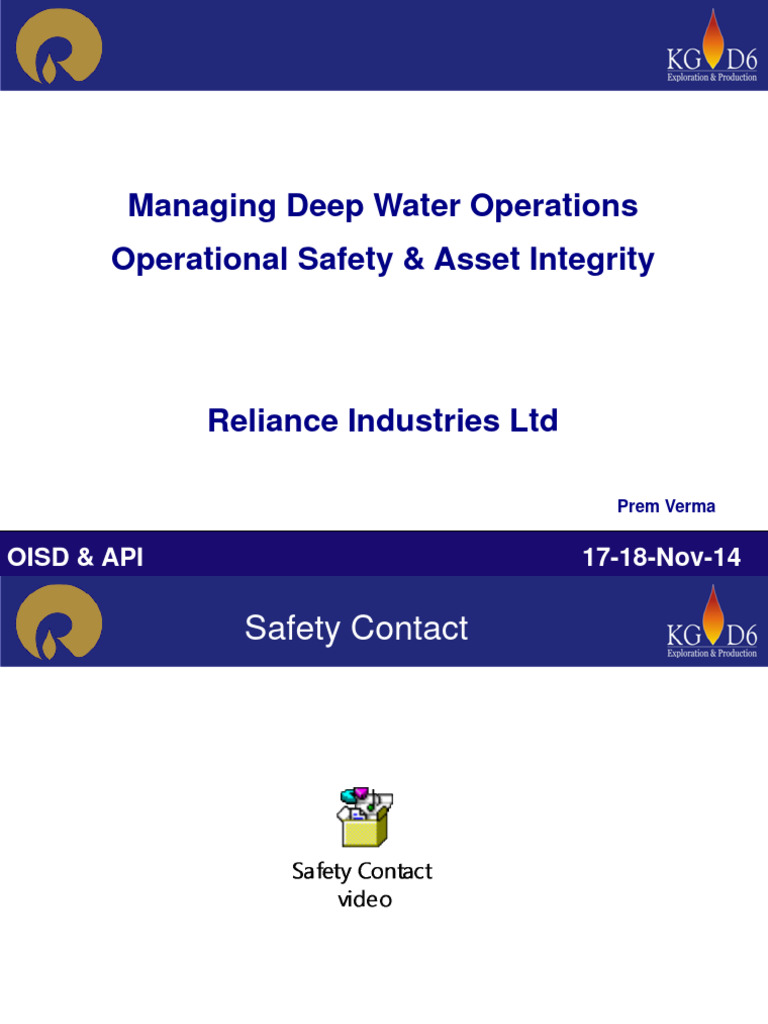 Managing Deep Water Operations Operational Safety & Asset Integrity | PDF