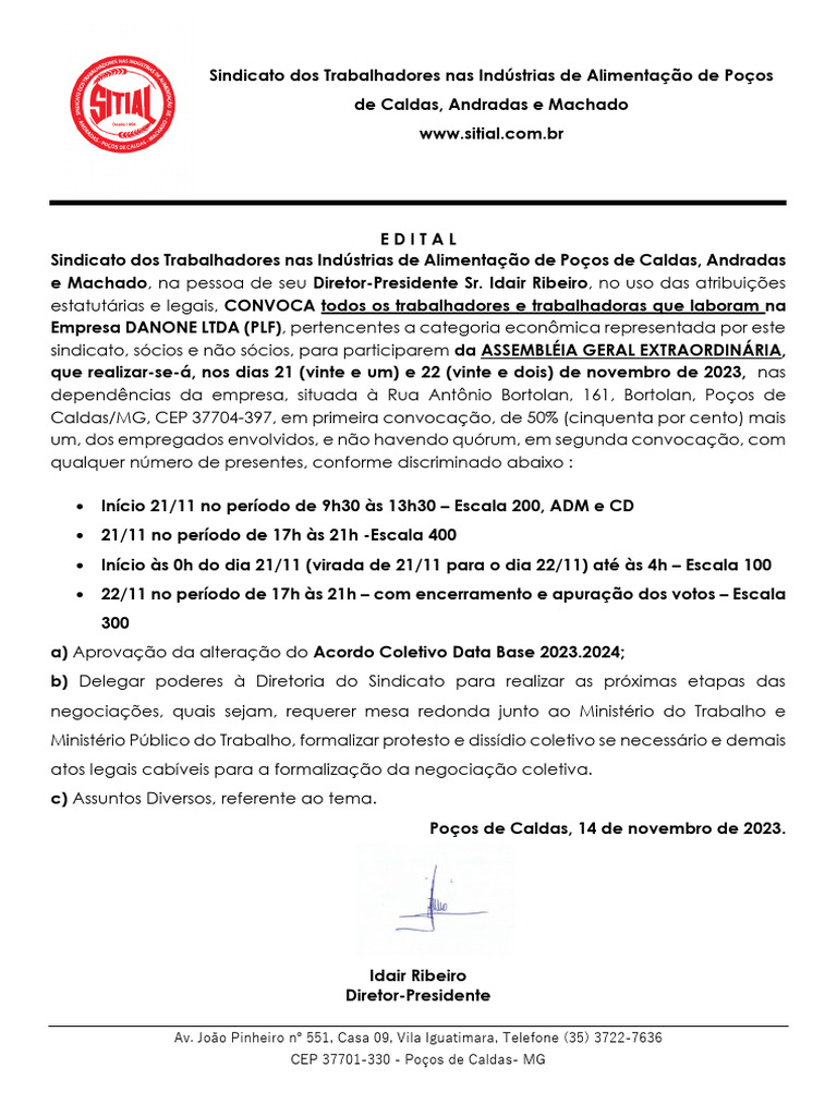 Edital Danone PLF 2023.2024 | PDF