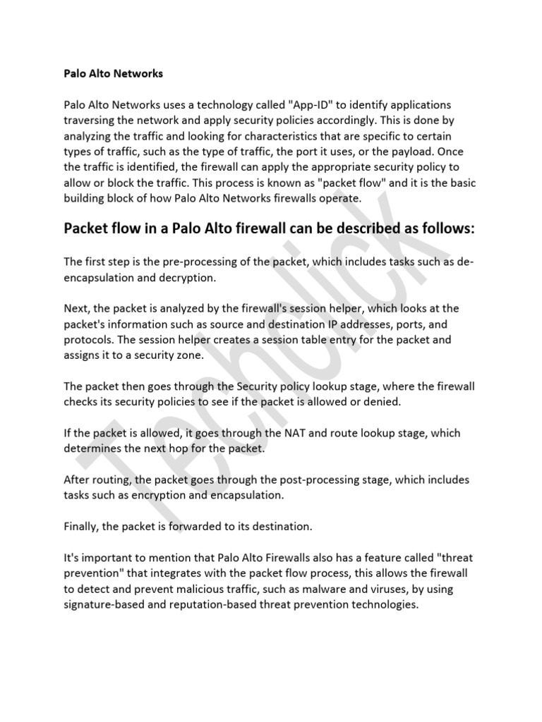 PaloAlto Packet Flow | PDF