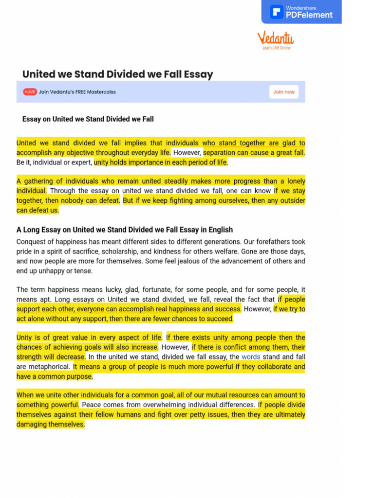 United We Stand Divided We Fall | PDF