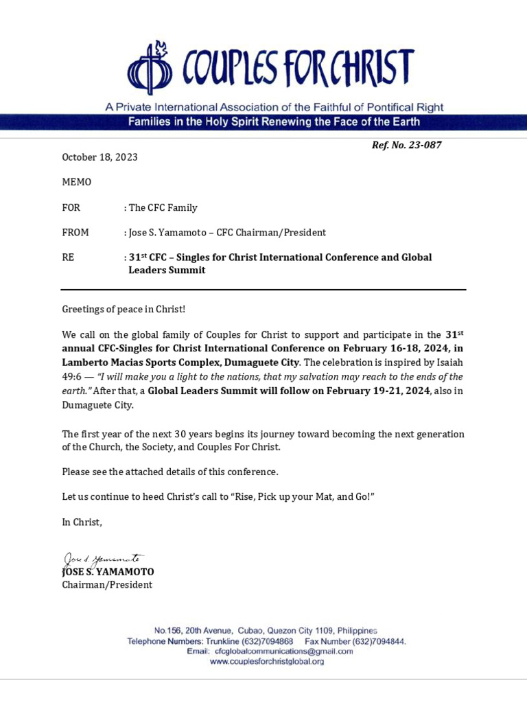 31st SFC ICON INVITATION FROM CFC CHAIRMAN | PDF