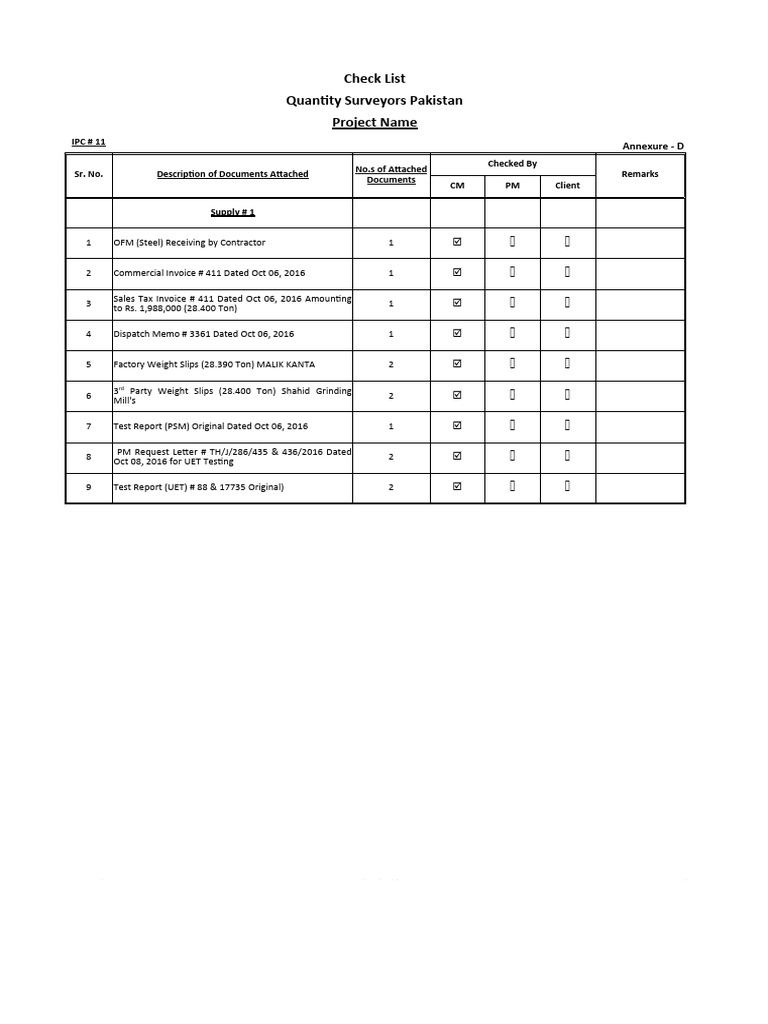 Check List Xlsx Version 1 Pdf