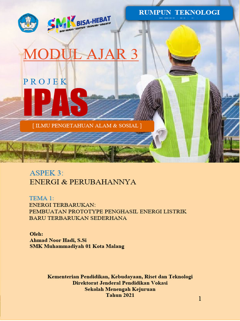 Ahmad Noor Hadi - Projek IPAS - Modul Ajar 1 Energi Baru Terbarukan - Final | PDF