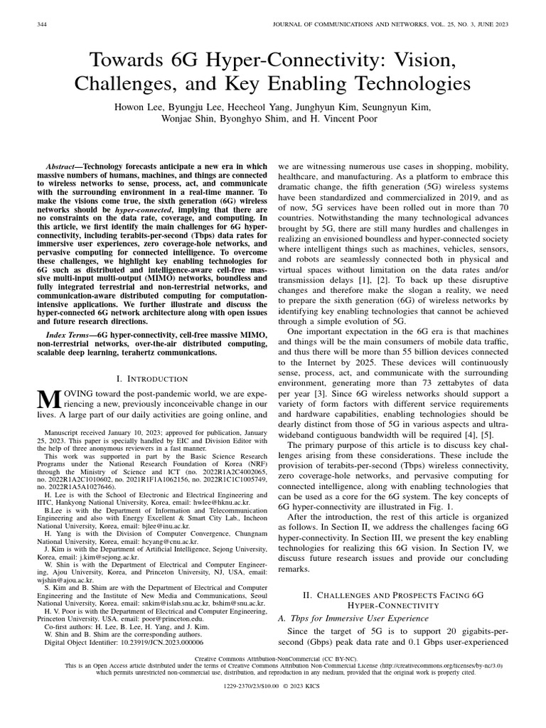 Towards 6G Hyper-Connectivity Vision Challenges and Key Enabling ...