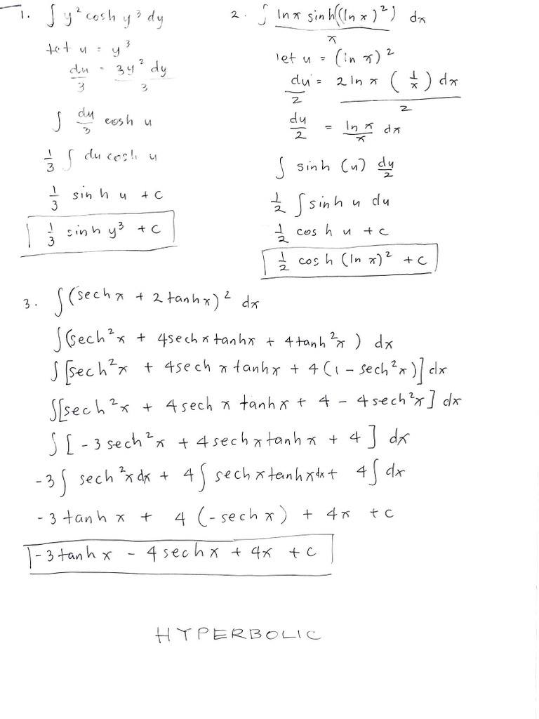 Integral Hyperbolic Answer | PDF