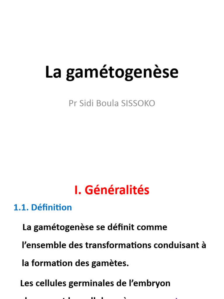 La Gamétogenèse | PDF | Méiose | Cycle cellulaire