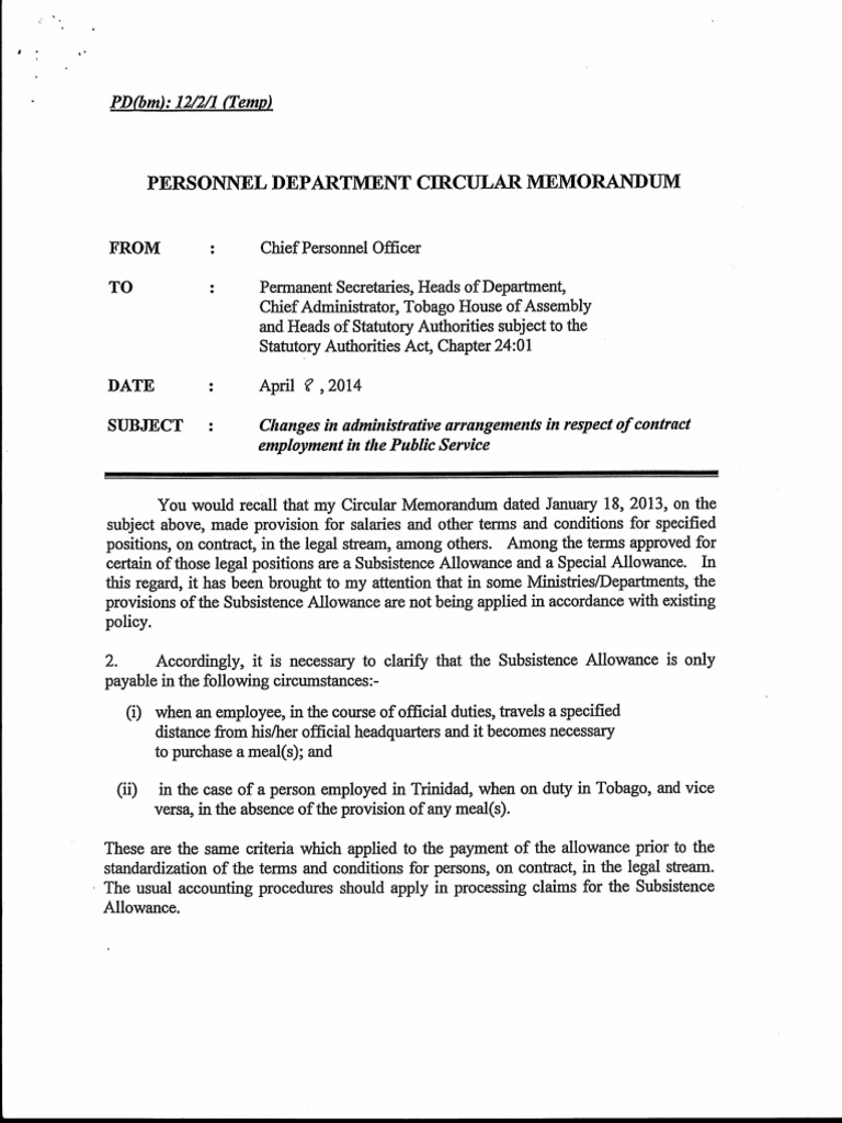 Subsistence Allowance | PDF