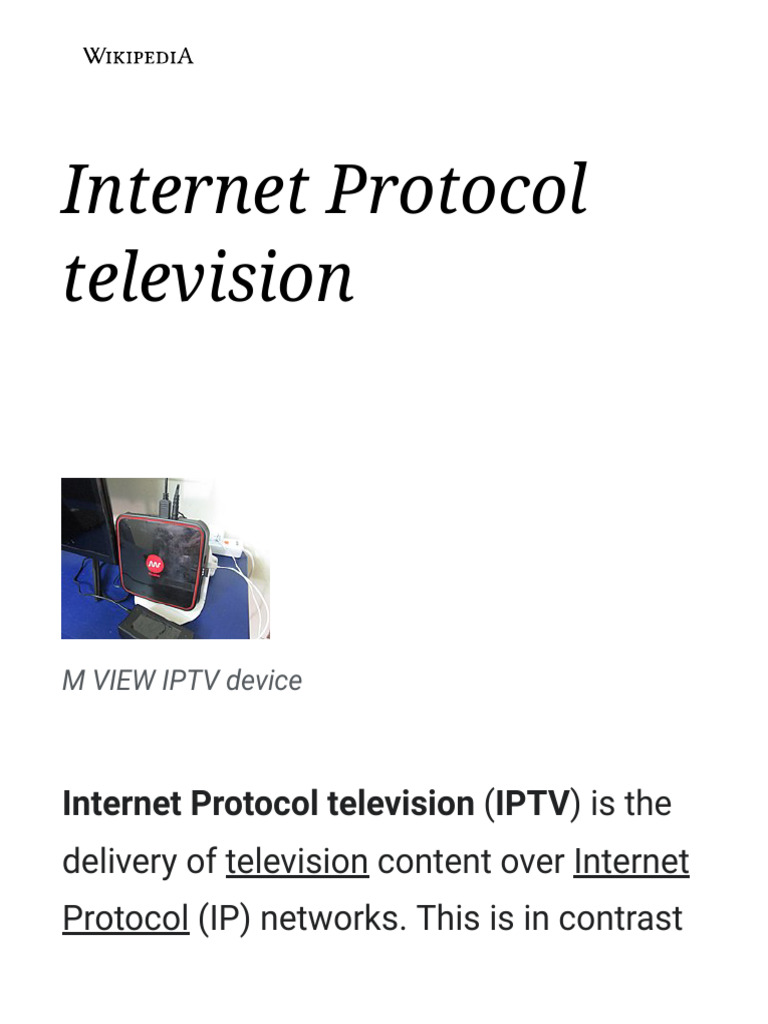 Internet Protocol Television - Wikipedia | PDF | Set Top Box ...