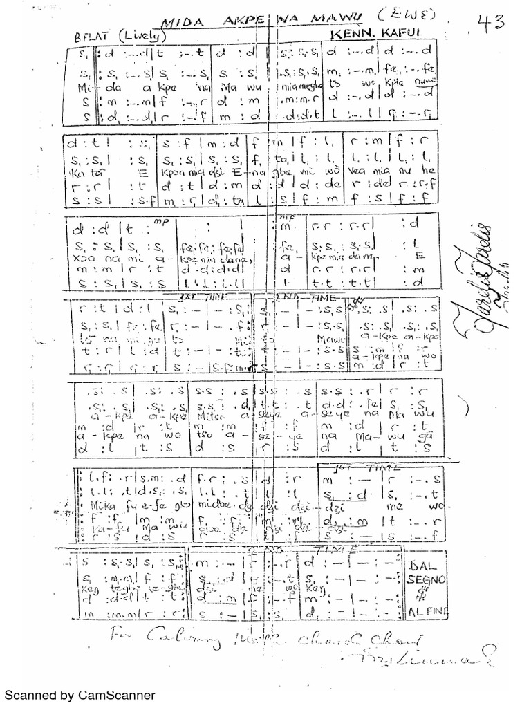 Mida Akpe Na Mawu Tonic Solfa | PDF