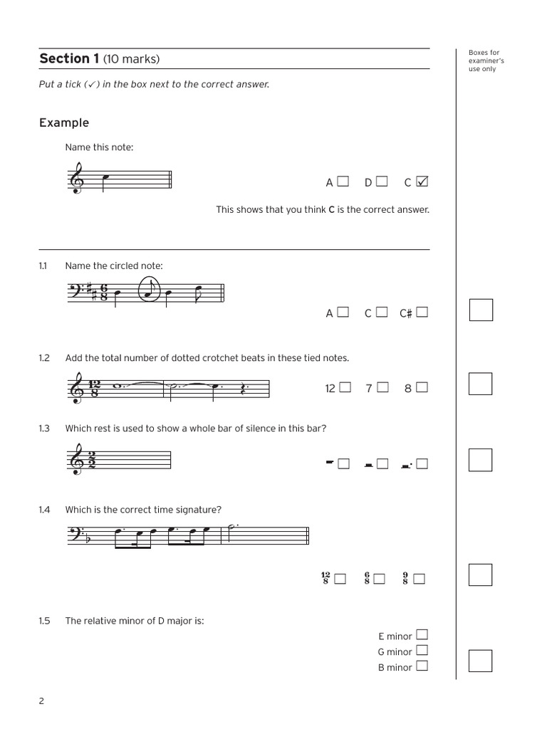 Grade 3 - Sample Paper 1 | PDF | Minor Scale | Chord (Music)