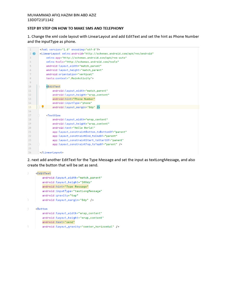 Step by Step On How To Make SMS and Telephony (F1142) | PDF
