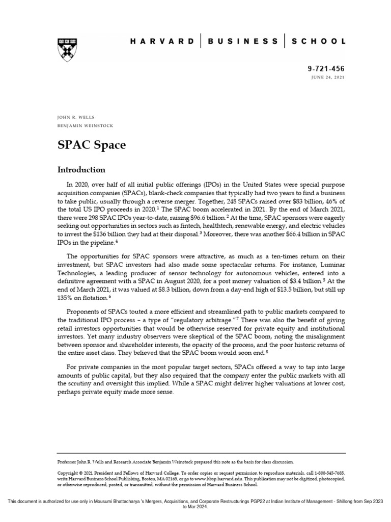 SPAC Space 721456-PDF-ENG | PDF | Stocks | Corporations