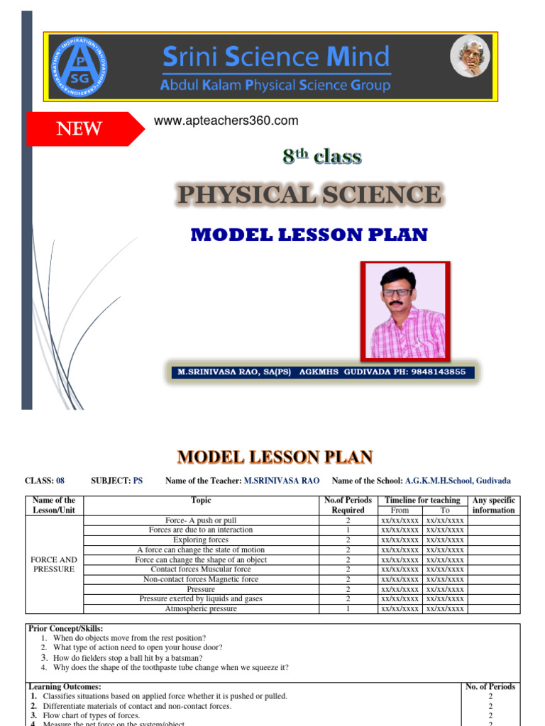 8th MODEL LESSON PLAN - 8th CLASS (PS) | PDF
