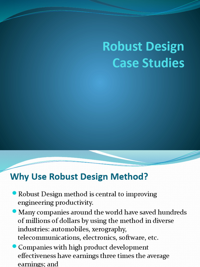 RobustDesign Cases | PDF | Reliability Engineering | Signal To Noise Ratio