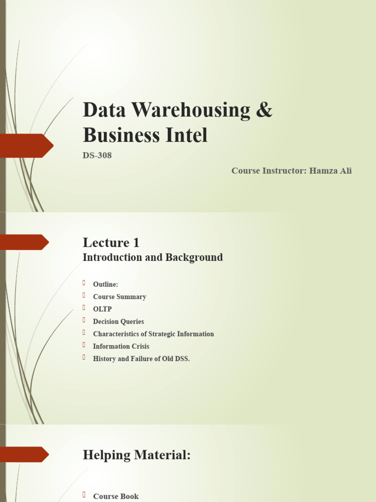 Lecture 1 | PDF | Data Warehouse | Systems Theory