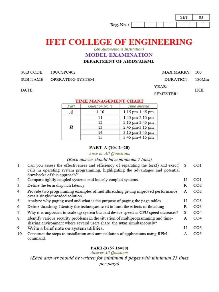 Model QP Os Set 3 Updated | PDF | Operating System | Scheduling (Computing) Model QP Os Set 3 Updated | PDF | Operating System | Scheduling (Computing)
