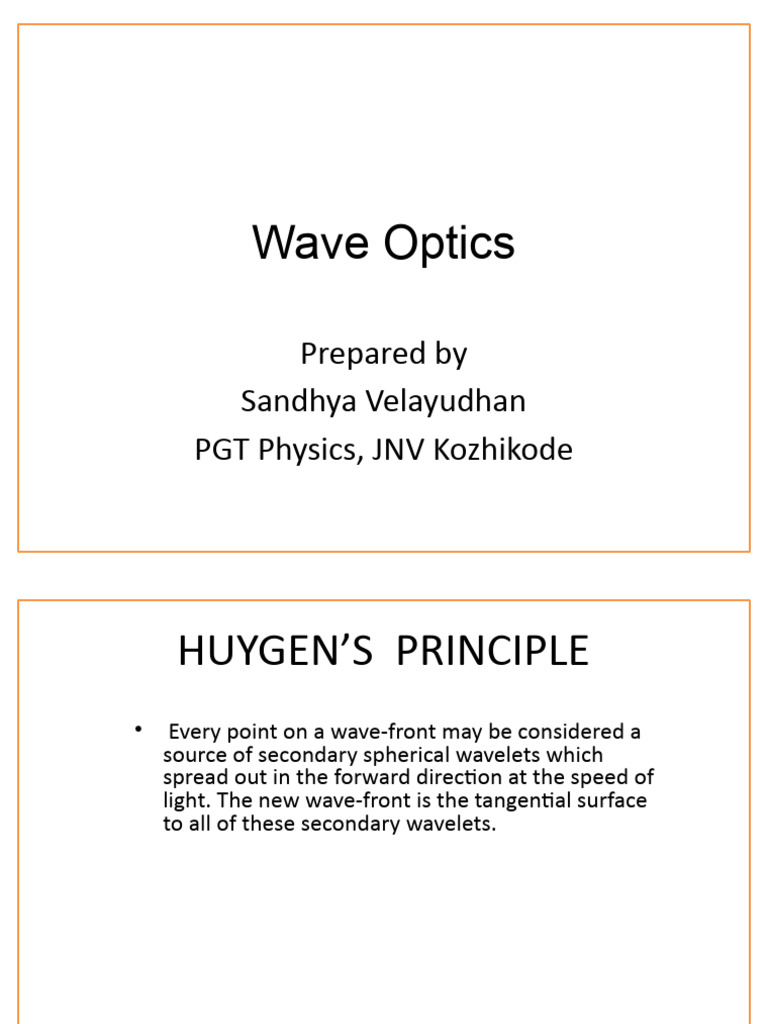 Wave Optics | PDF | Diffraction | Waves
