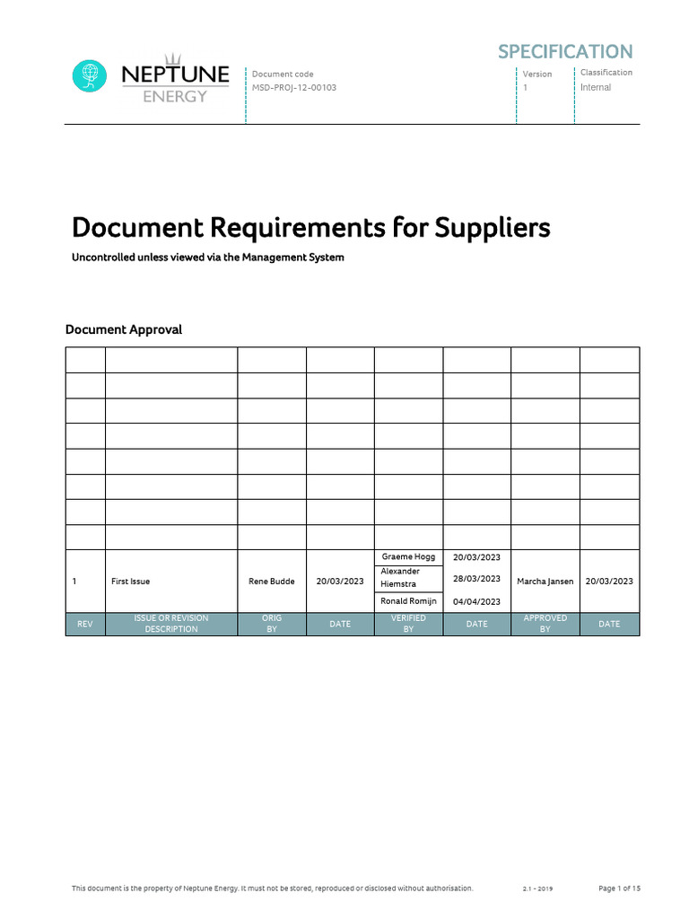 Supplier Document Requirements Guide | PDF