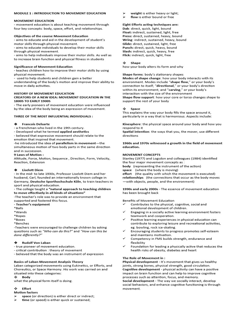 Module 1 Introduction To Movement Education | PDF | Behavioural ... Module 1 Introduction To Movement Education | PDF | Behavioural ...
