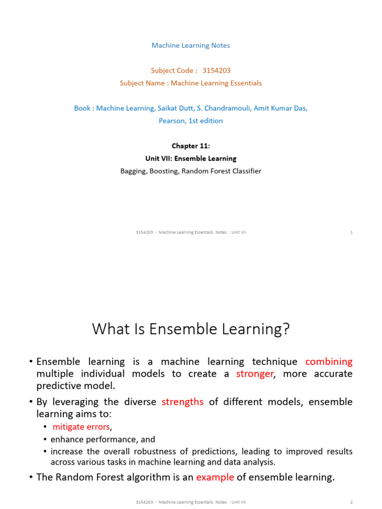 Ensemble Learning: Bagging & Boosting | PDF