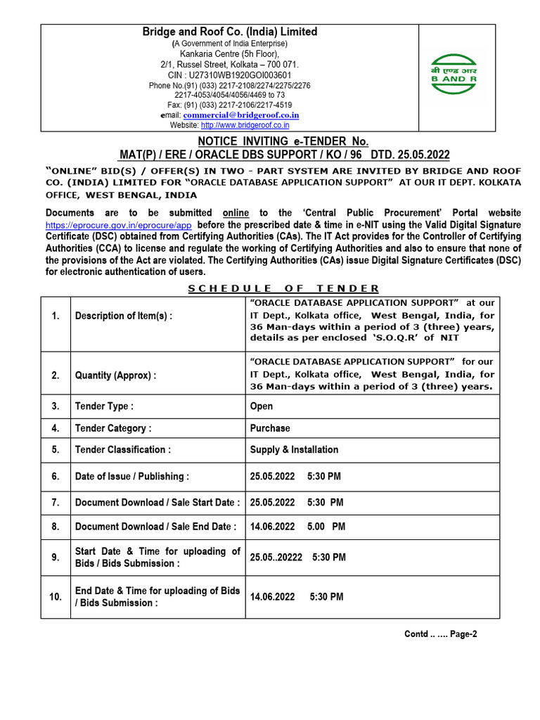 eTender-Oracle DBS Support | PDF | Arbitration | Invoice