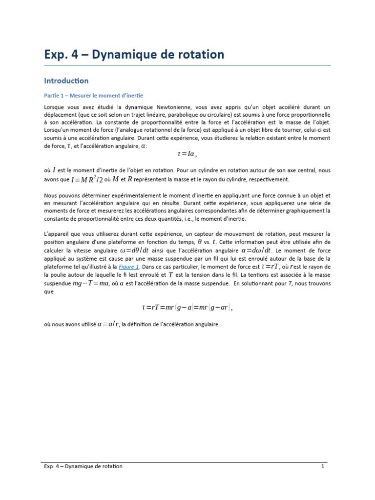Dynamique de Rotation | PDF