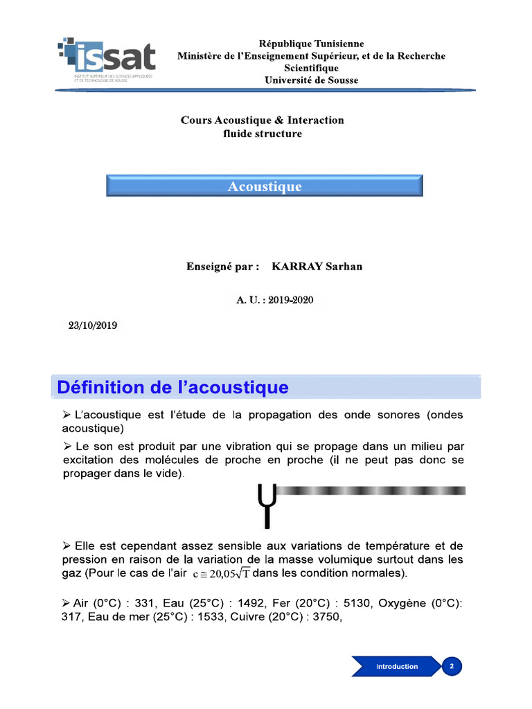 Cours Acoustique 1 | PDF