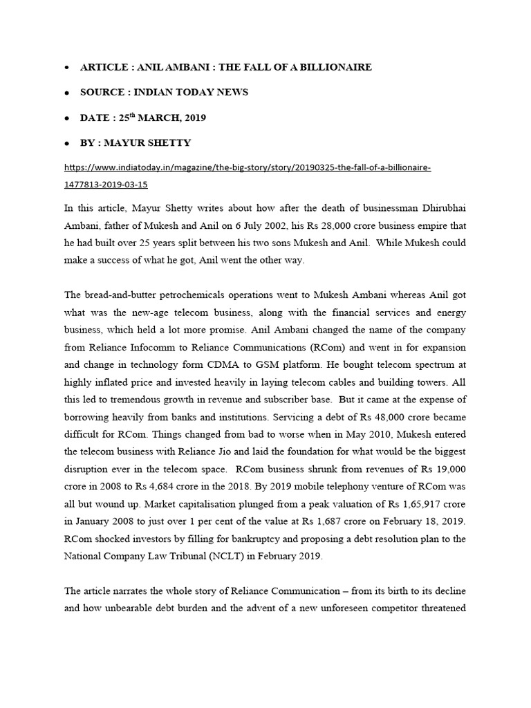 RCom Literature Review | Download Free PDF | Private Sector | Companies