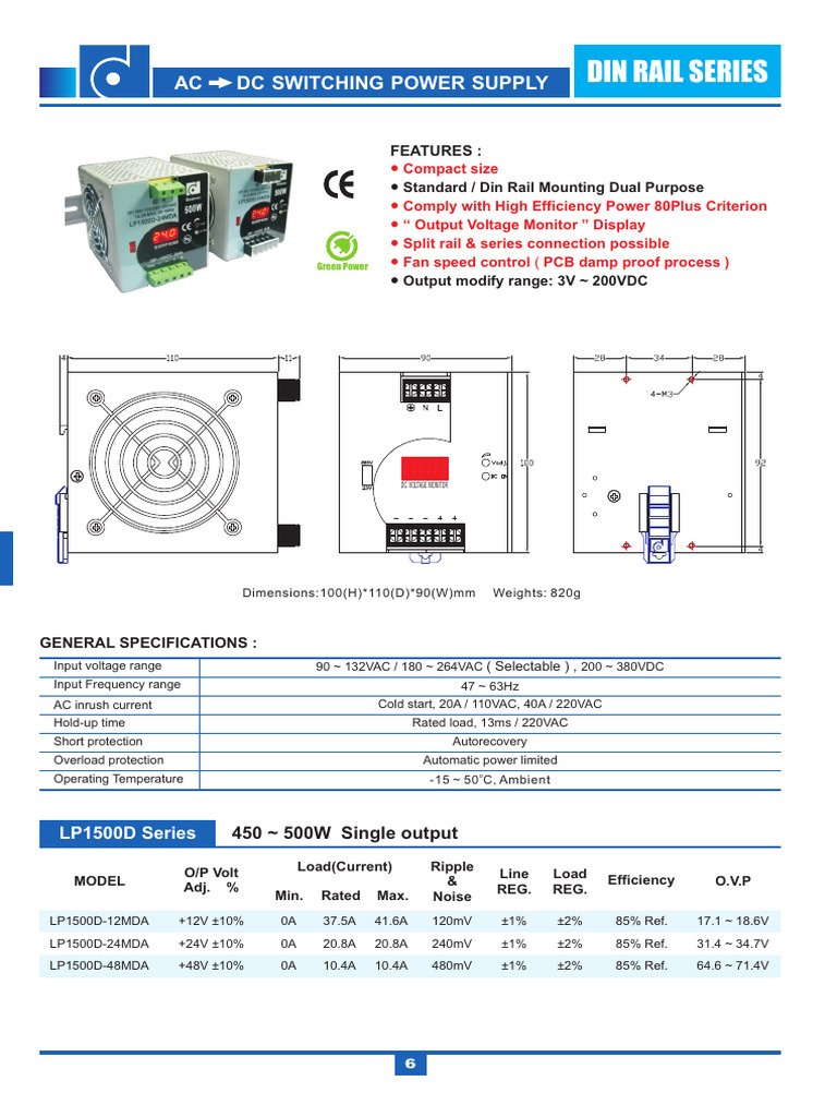 06 Lp1500dma | PDF | Power Supply | Electrical Components