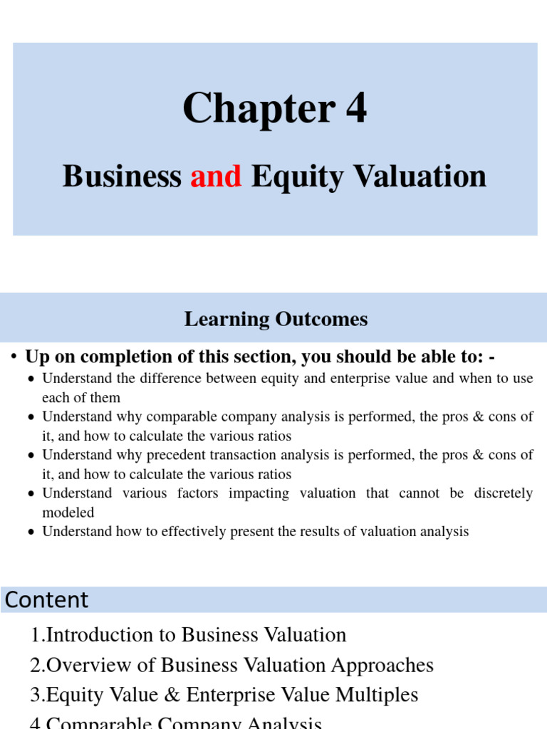 Chapter 4 Business and Equity Valuation | PDF