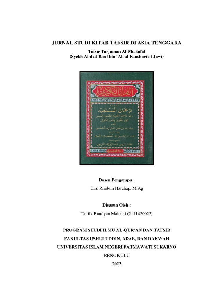 Kelompok 1 - Kitab Tafsir Tarjuman Al-Mustafid | PDF | Agama & Spiritualitas