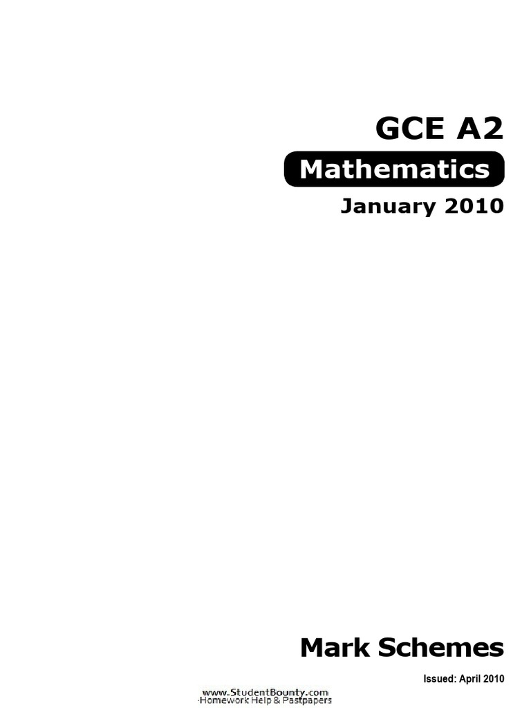 A2AS MATH Past Papers Mark Schemes Standard January Series 2010 6427 | PDF