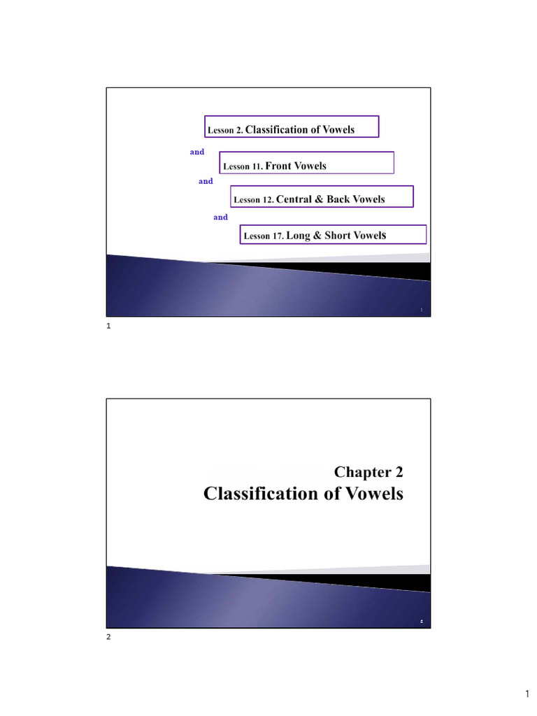 Vowel - Ch2, 11, 12, 17 Front, Central, Back, Long, and Short Vowels-New | PDF