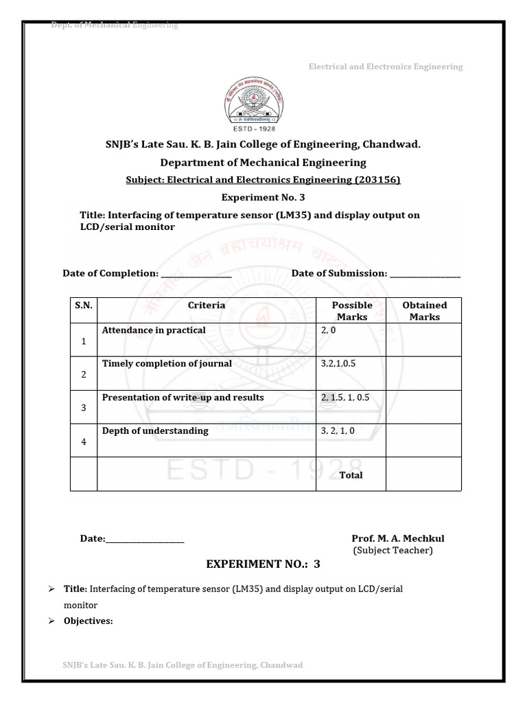 Expt No 3 Eee. | PDF | Arduino | Celsius