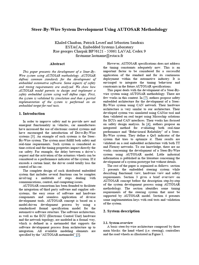 Steer by Wire System Development Using A | PDF | System | Embedded System